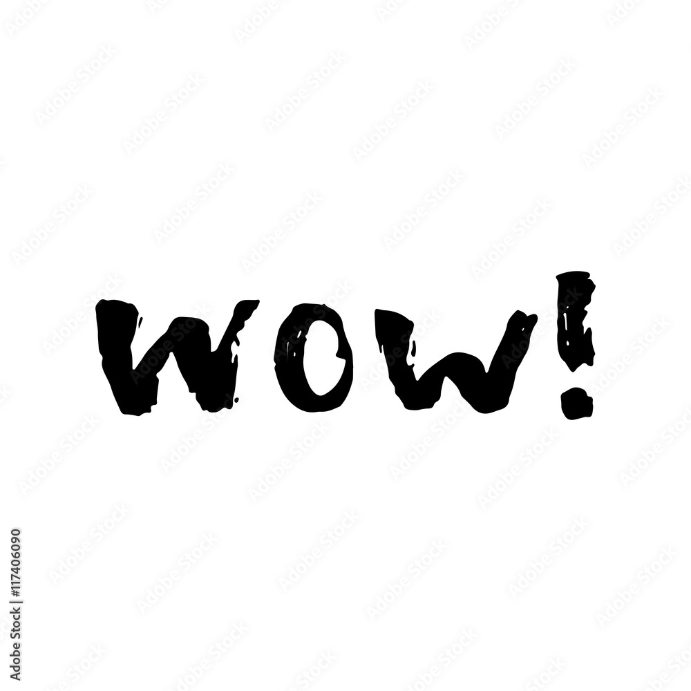 Hand-drawn word "WOW". Handwritten lettering ink. Stock Vector | Adobe ...