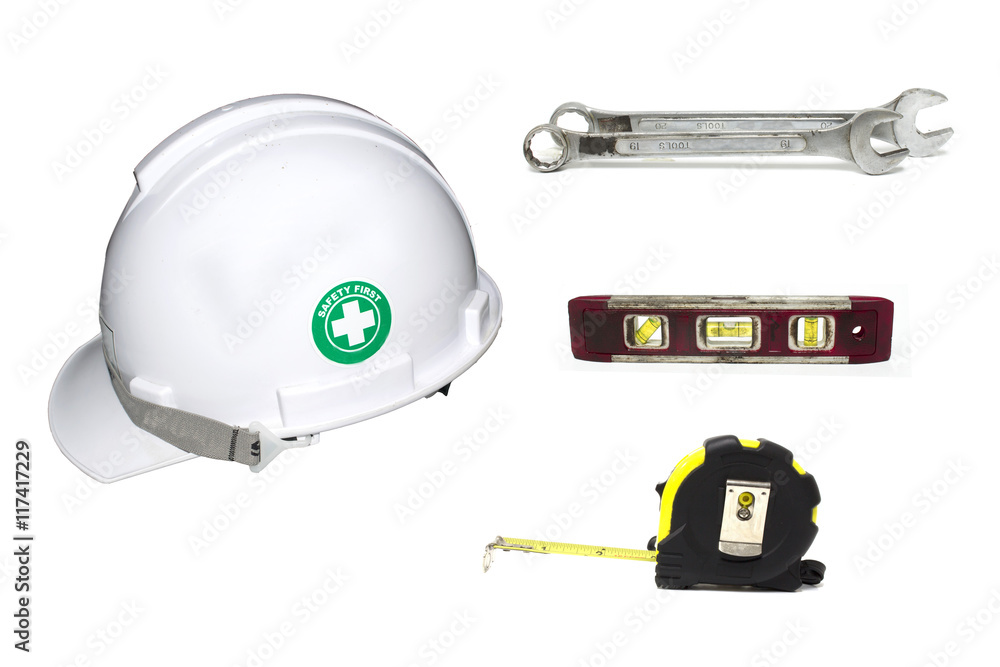 Safety Engineer Helmet ,Isolated with White background Stock Photo ...
