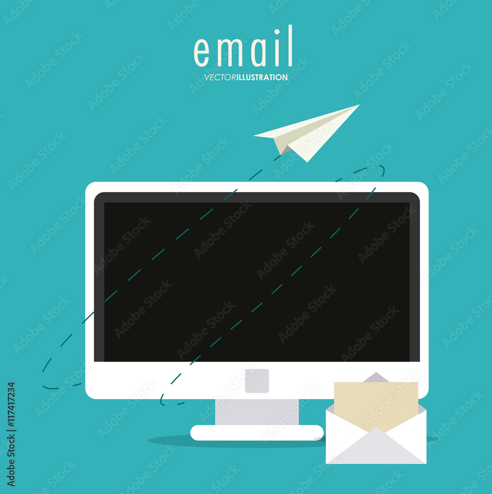 Envelope paper plane computer email message mail icon. Flat and ...