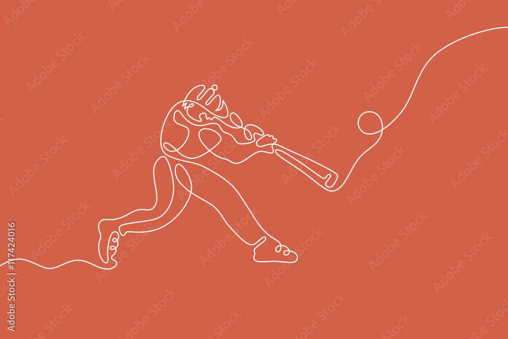 Baseball graphic using single line to design and form the shape of ...