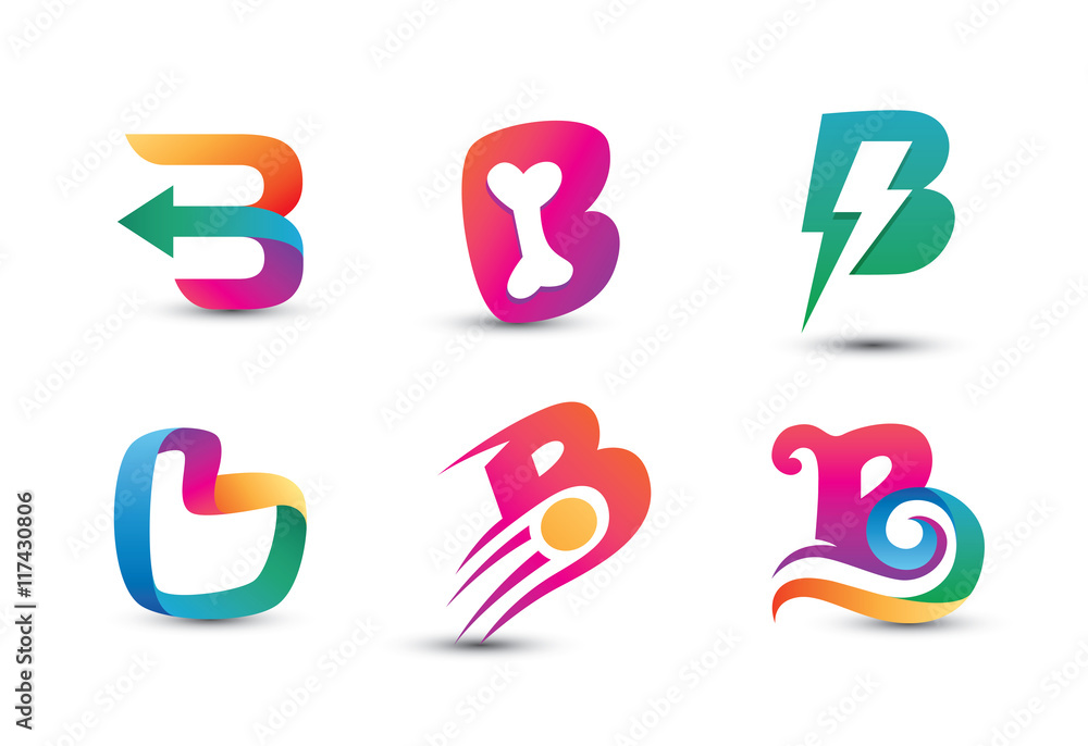 Abstract Colorful B Logo - Set of Letter B Logo Stock Vector | Adobe Stock