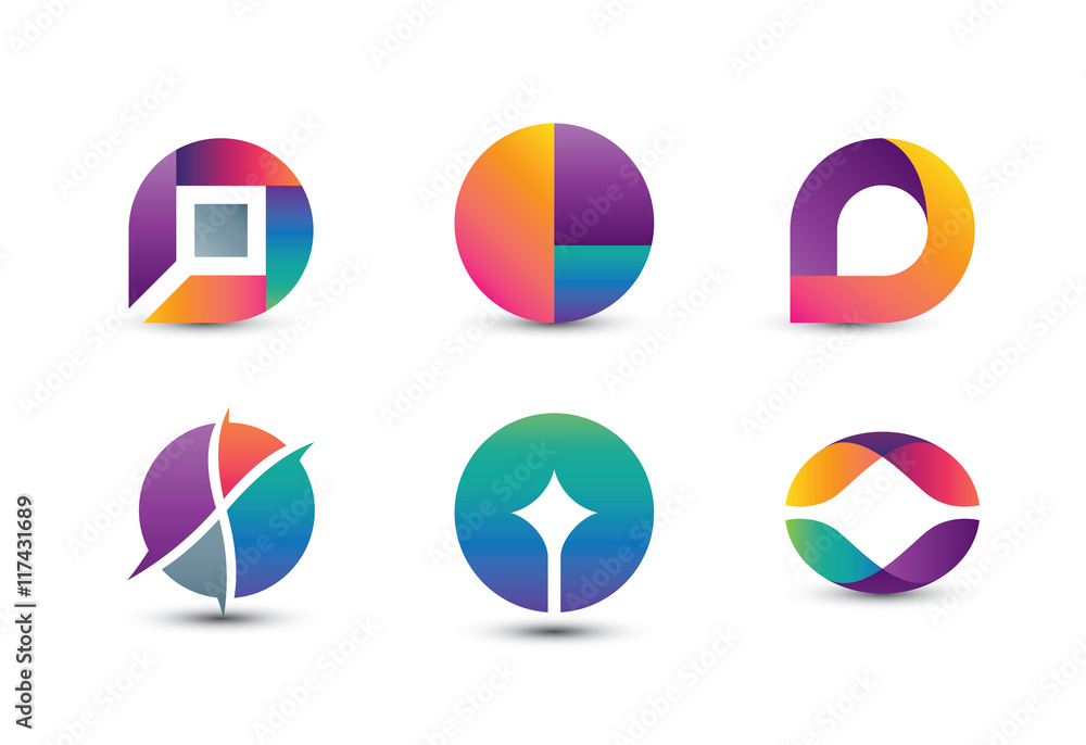 Abstract Colorful O Logo - Set of Letter O Logo Stock Vector | Adobe Stock
