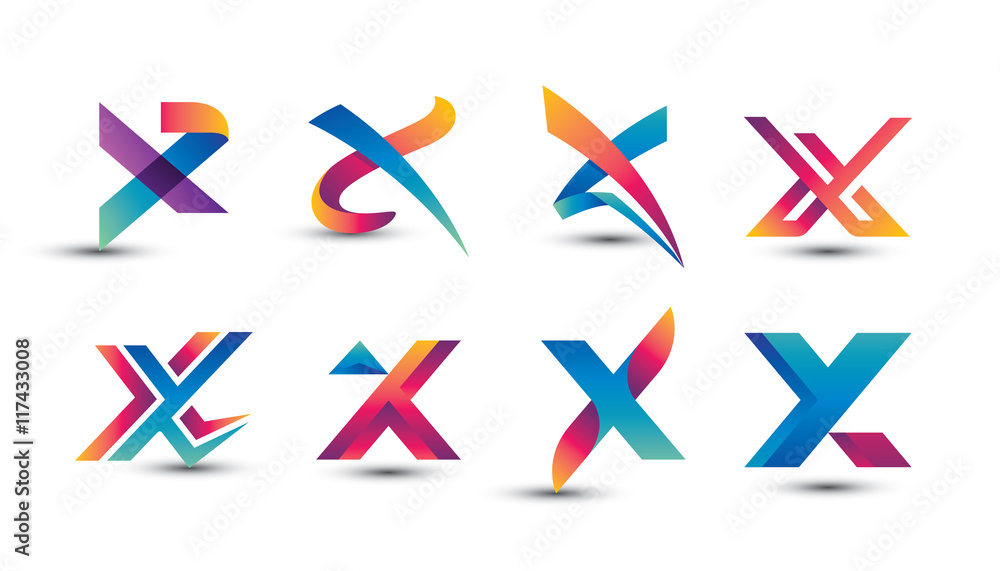 Abstract Colorful X Logo - Set of Letter X Logo Stock 벡터 | Adobe Stock