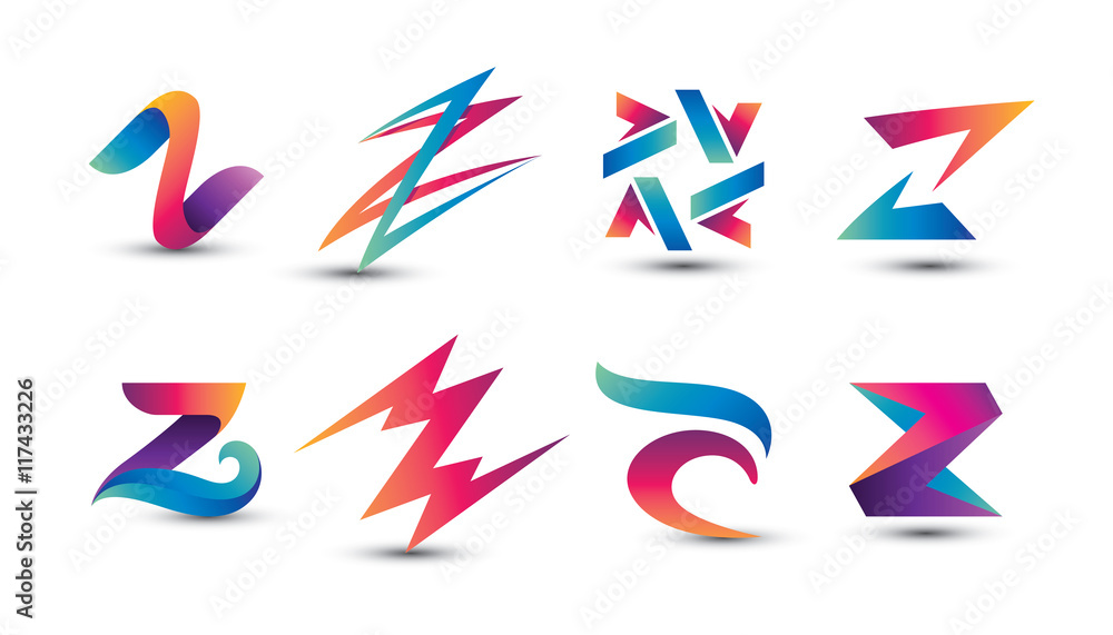 Abstract Colorful Z Logo - Set of Letter Z Logo Stock Vector | Adobe Stock