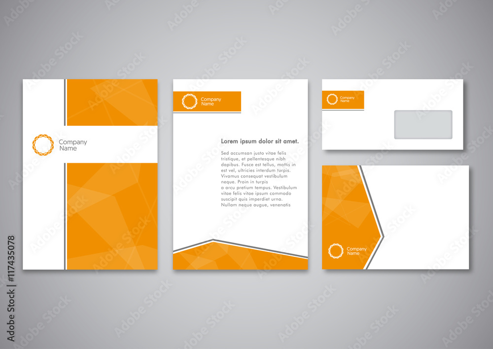 Orange corporate identity template. Vector company style for brandbook ...
