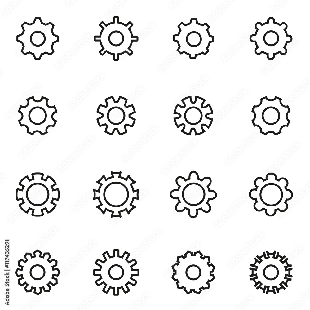 Vector line gear icon set Stock Vector | Adobe Stock
