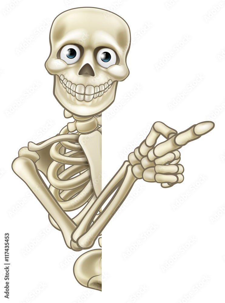 Vetor de Cartoon Pointing Skeleton do Stock | Adobe Stock