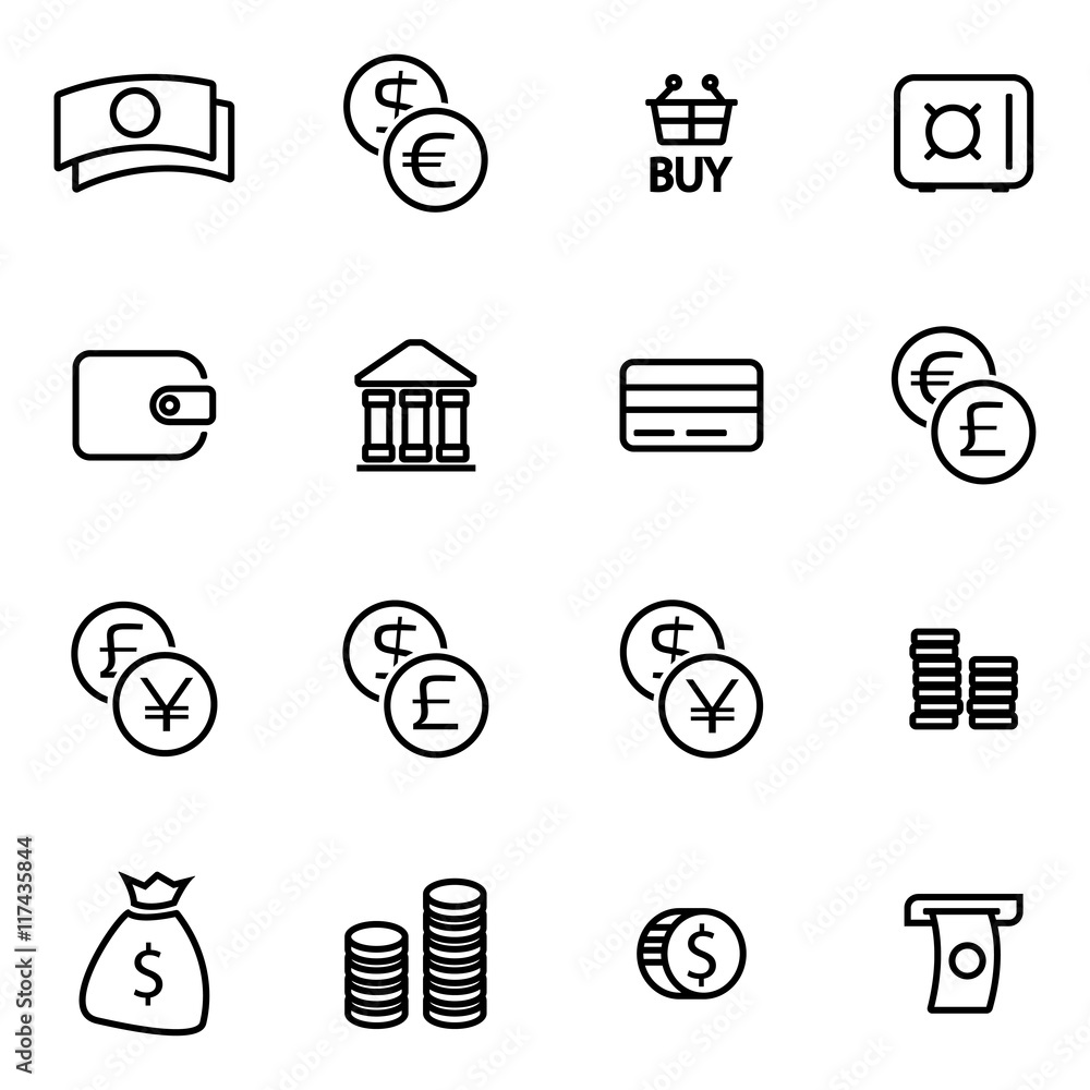 Vector line money icon set Stock Vector | Adobe Stock