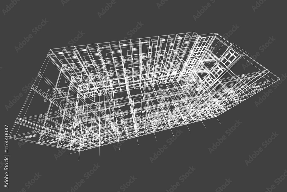 architecture abstract, 3d illustration, Top view building structure ...