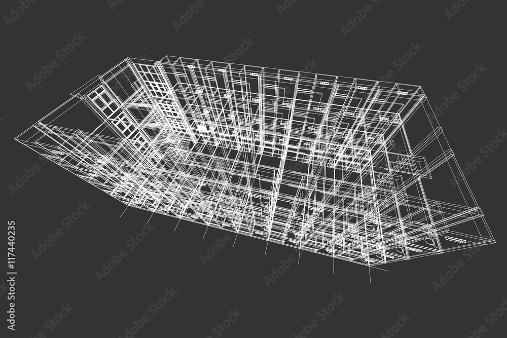 architecture abstract, 3d illustration, Top view building structure ...