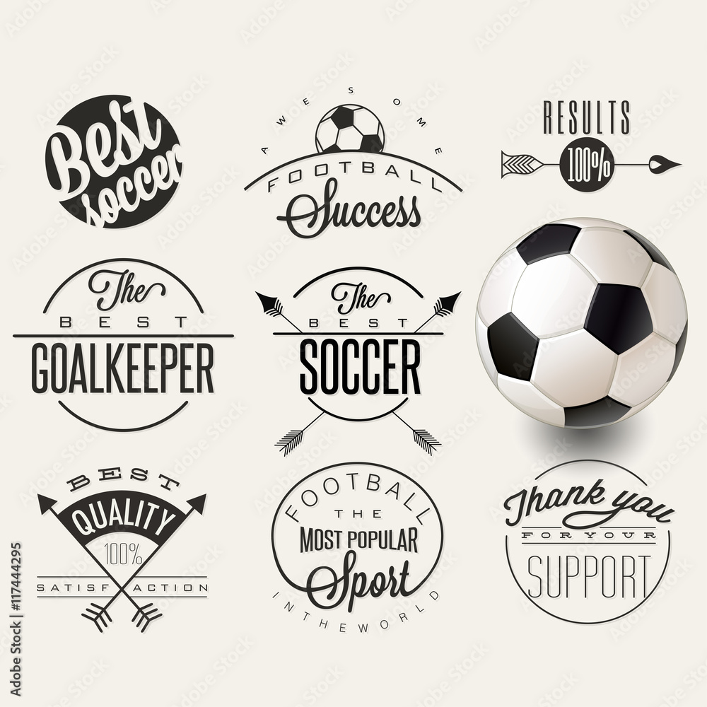 Retro vintage style soccer emblem collection. Set of Calligraphic ...