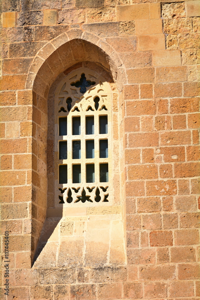 The old window of the medieval church in Otranto, Italy with the ...