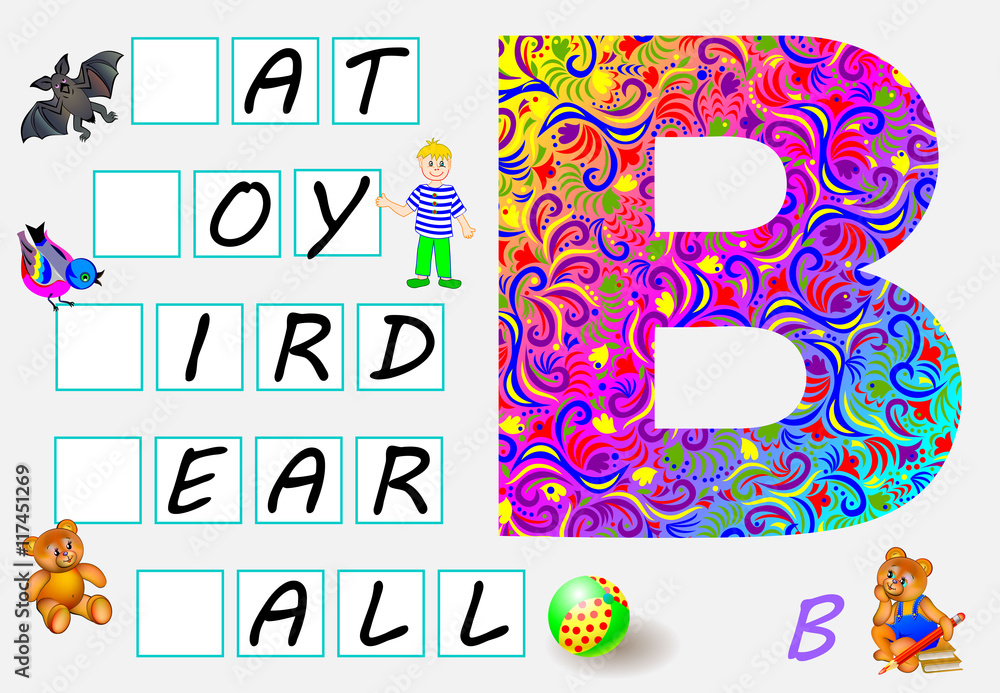 Educational page for children with letter B for study English. Need to ...