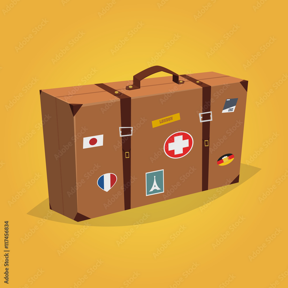 Travel Suitcase Cartoon vector Illustration Stock Vector | Adobe Stock