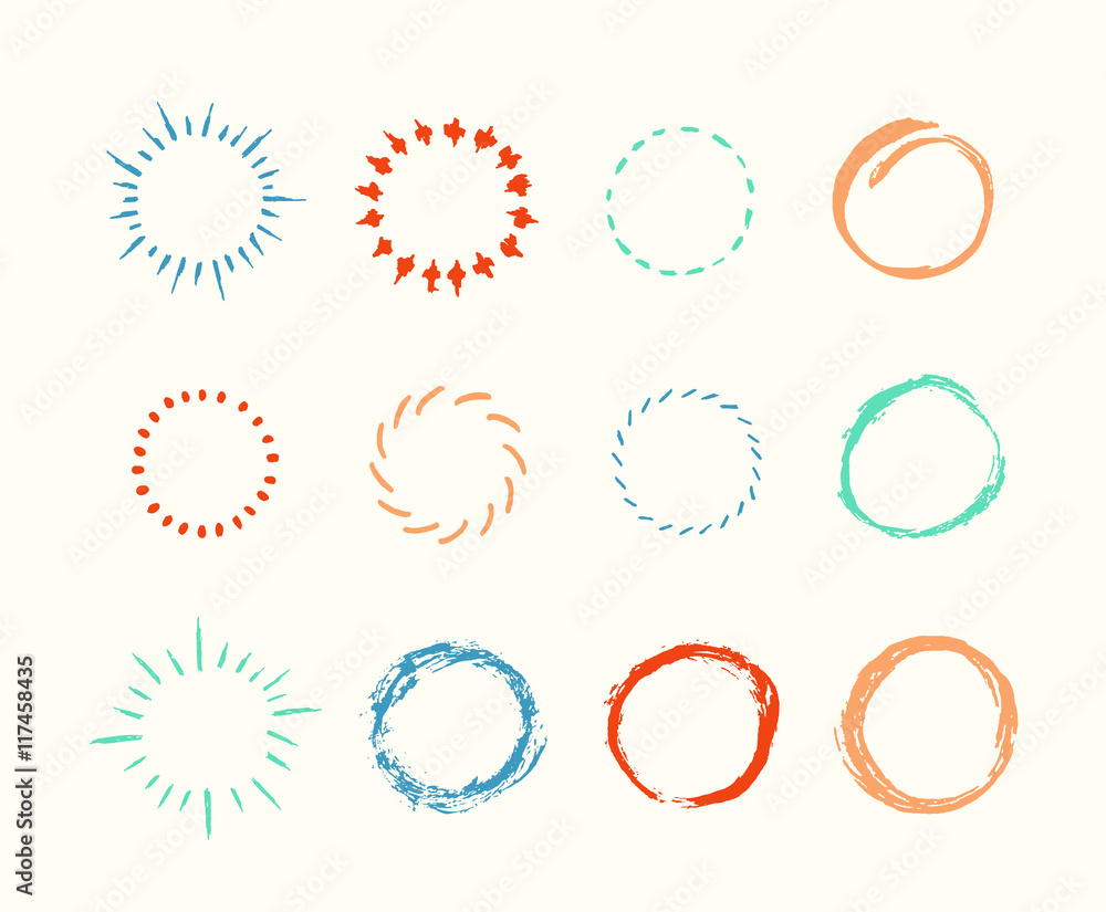 Set of hand drawn round shapes. Vector illustration Stock Vector ...