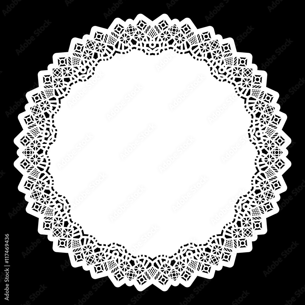 Lace round paper doily, lacy snowflake, greeting element, template for ...