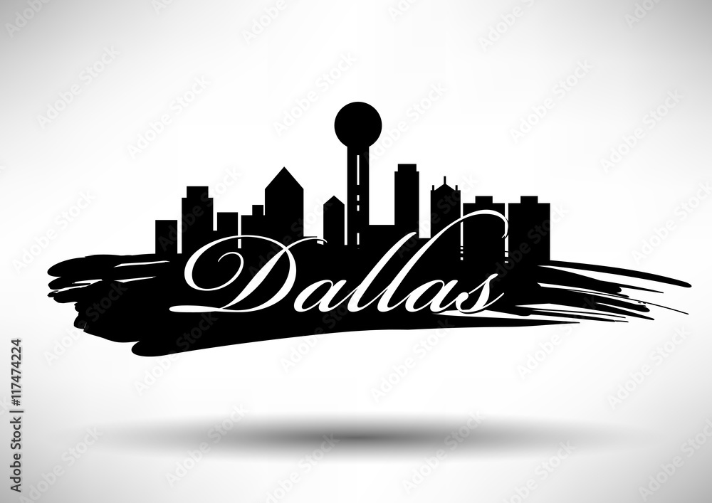 Vector Dallas City Skyline Design Stock Vector | Adobe Stock