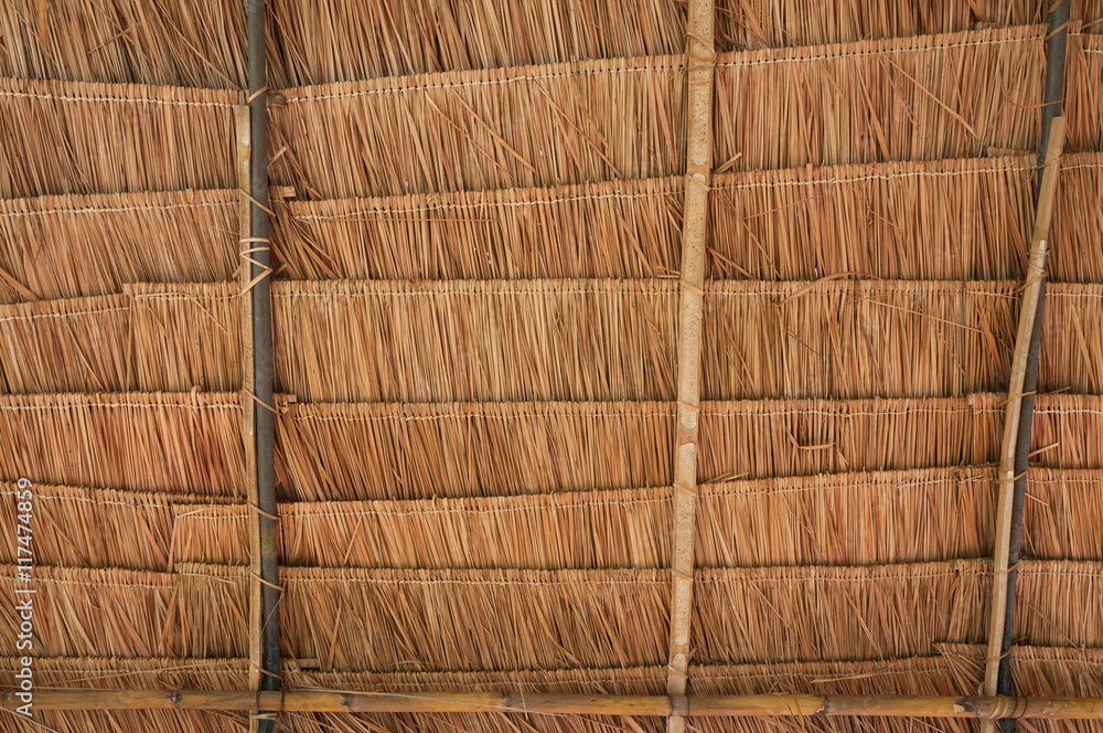 Rural house roof made of cogon grass,thatch roof background,Basketwork ...