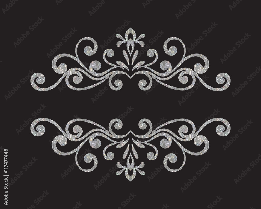 Elegant luxury vintage silver floral border Stock Vector | Adobe Stock