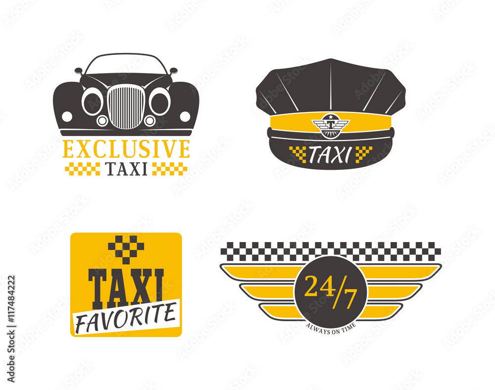Vecteur Stock Vintage and modern taxi logos taxi label, taxi badge and ...