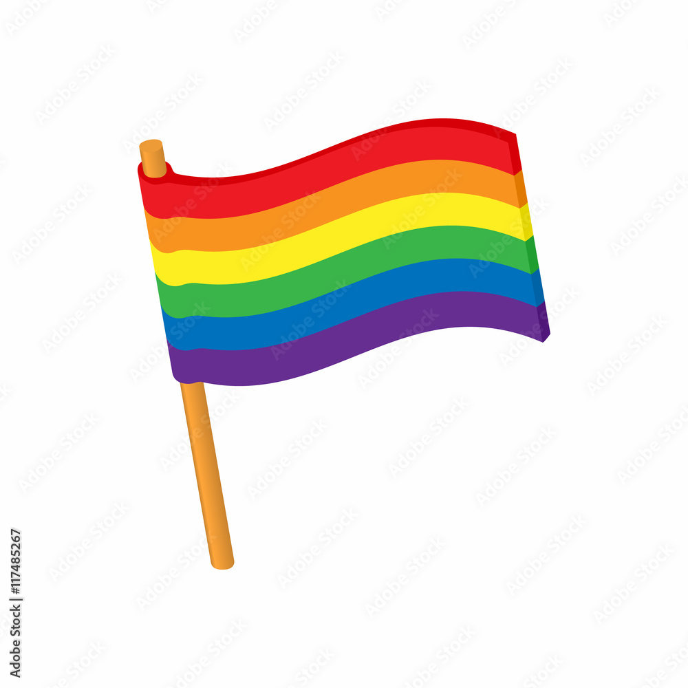 Flag LGBT icon in cartoon style isolated on white background. Tolerance ...