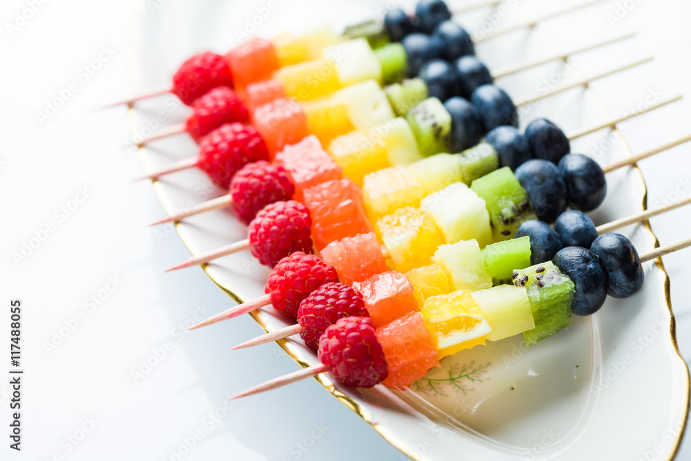 Fresh summer fruits on sticks Stock Photo | Adobe Stock