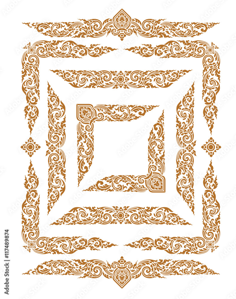 Vintage frame retro decoration corner template design.Gold photo frame ...