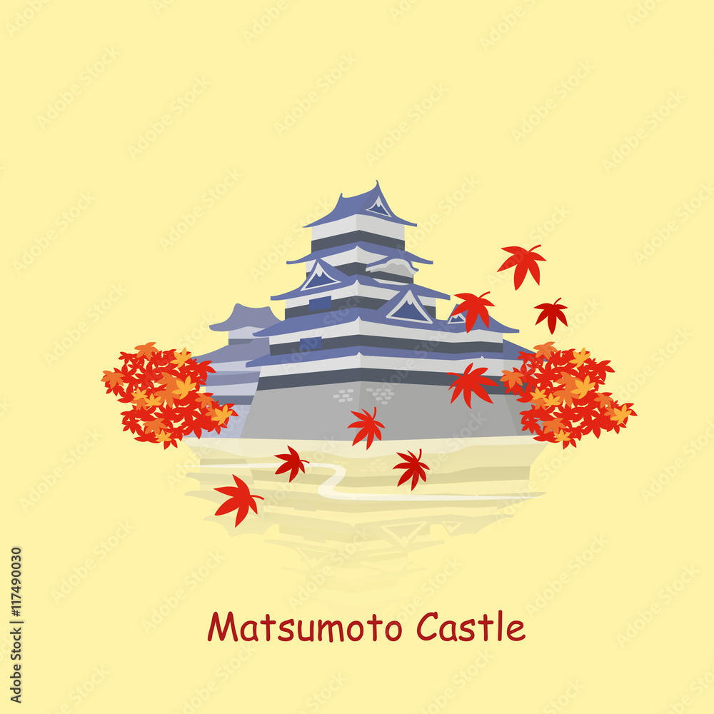 cartoon japan matsumoto castle Stock Vector | Adobe Stock