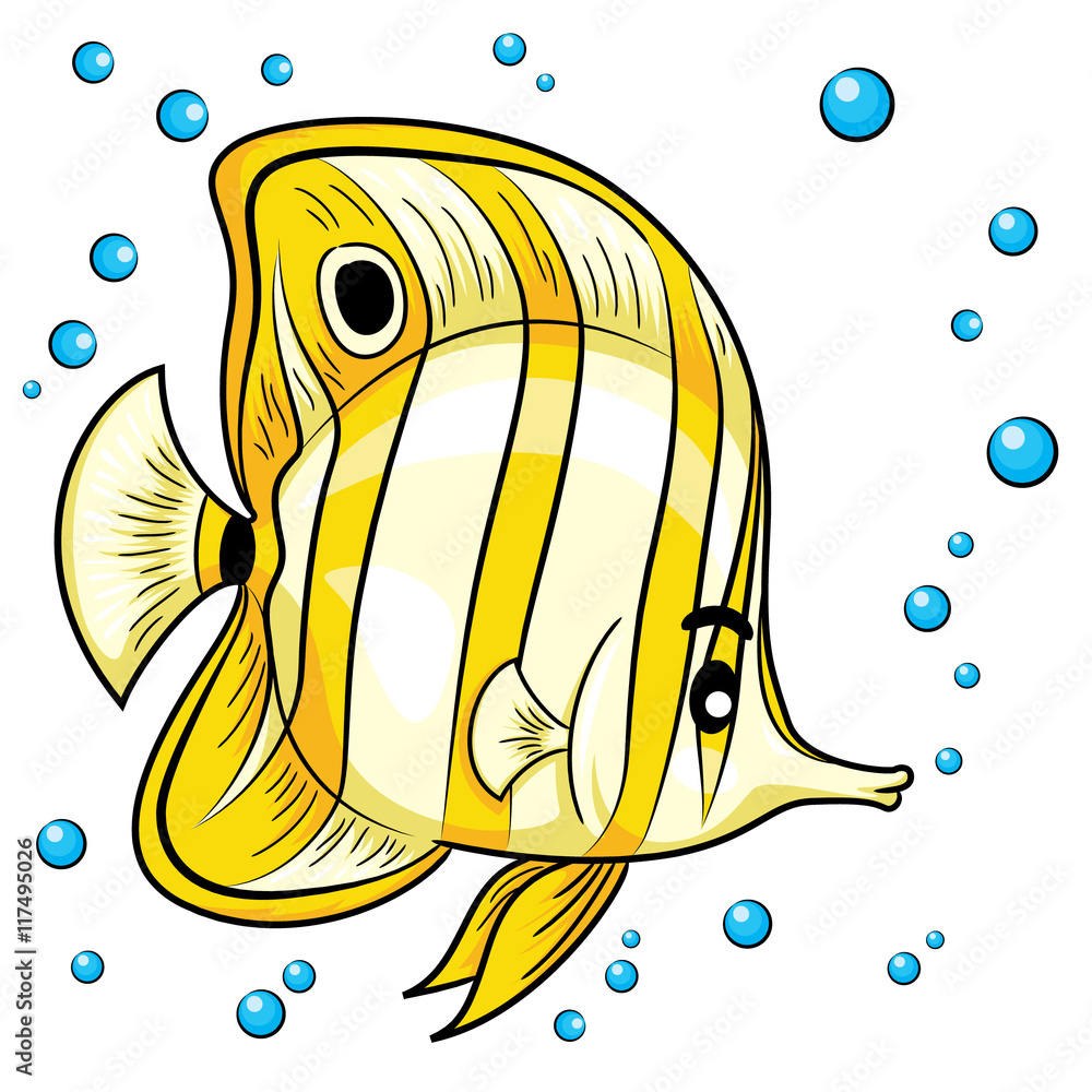 Butterfly Fish Cartoon Illustration of butterfly fish. Stock Vector ...