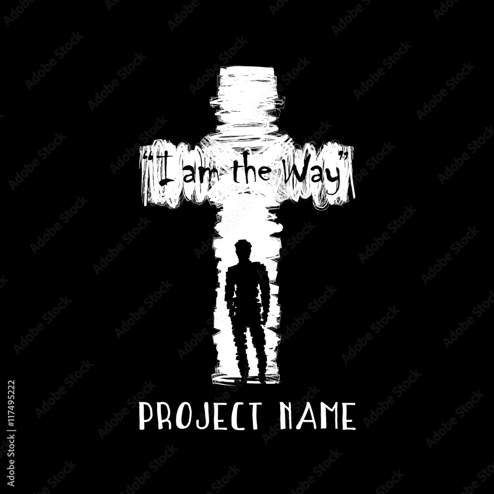 Vetor de Cross and man logo. Christian sign. do Stock | Adobe Stock