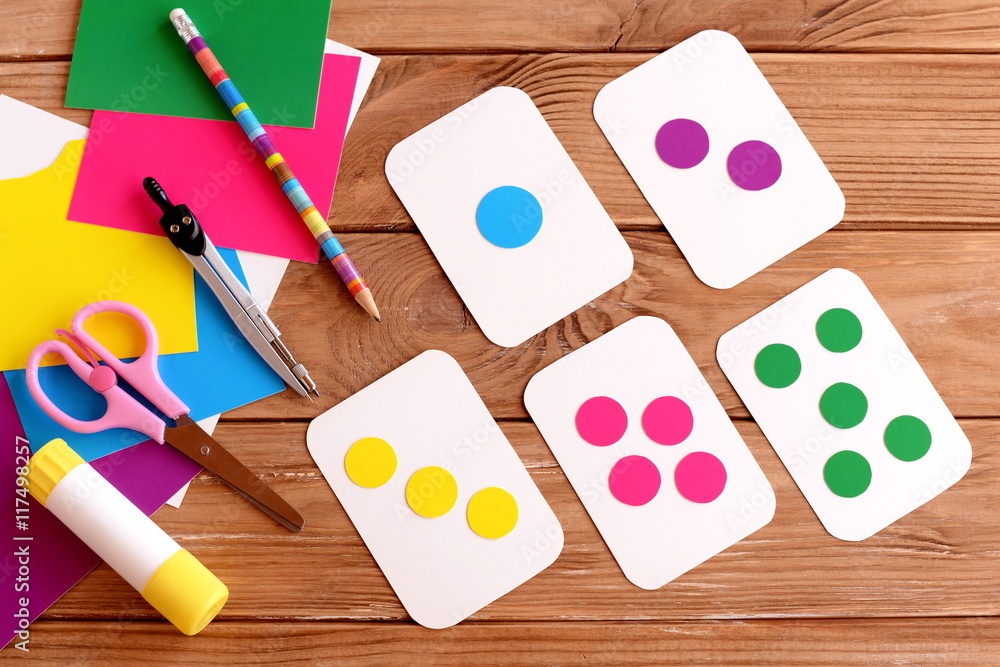 Education cards for kids. Learning colours. Teaching children to count ...