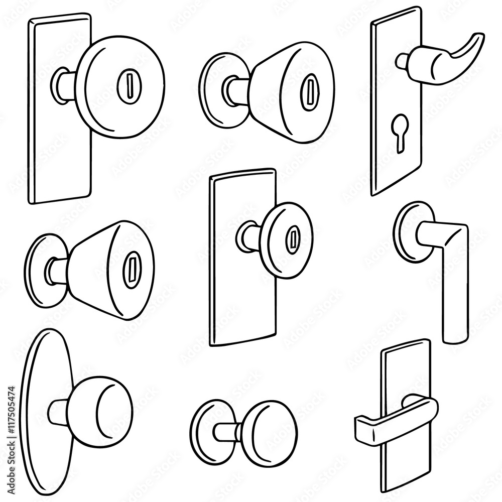 vector set of door knob Stock Vector | Adobe Stock