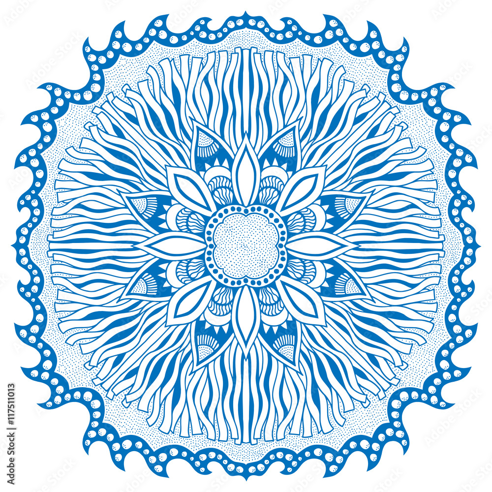 Beautiful blue mandala. Stock Vector | Adobe Stock