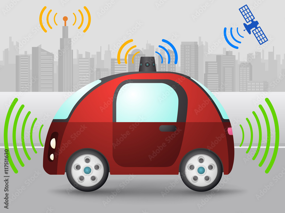 autonomous concept car that communicates with satellite and wireless ...