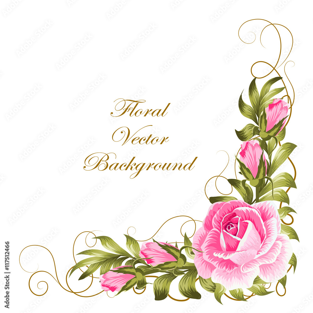 Corner composition with roses and leaves. Stock Vector | Adobe Stock