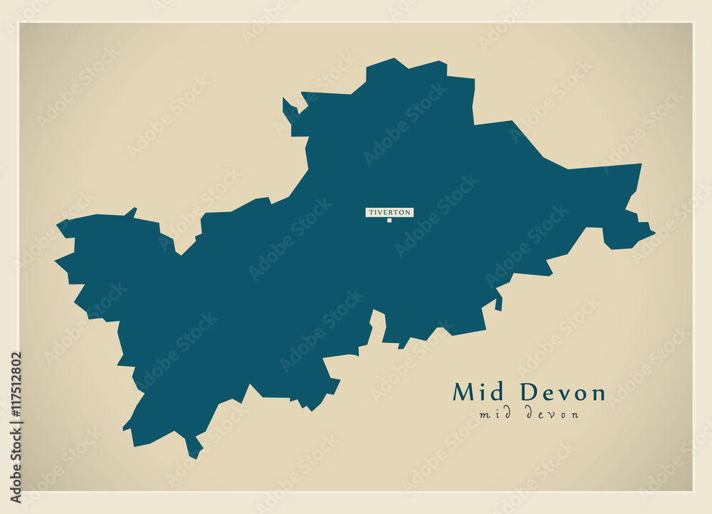 Modern Map - Mid Devon district UK Stock Vector | Adobe Stock
