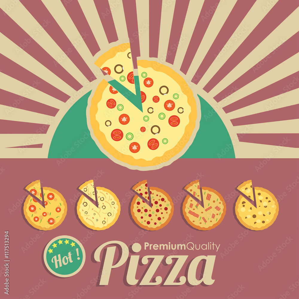 Pizza party cartoon advertising poster Stock Vector | Adobe Stock