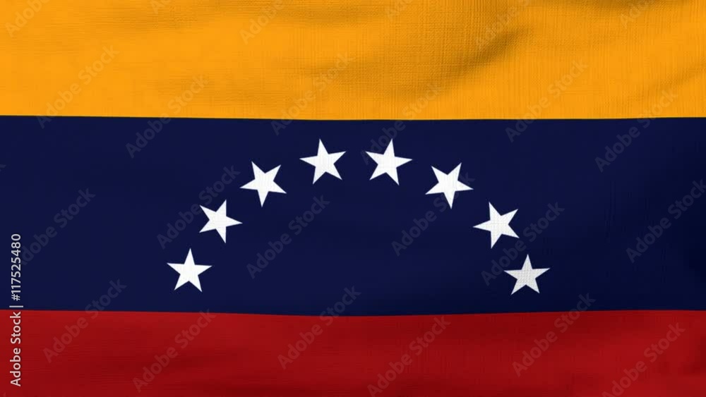 National flag of Venezuela flying and waving on the wind. Sate symbol ...