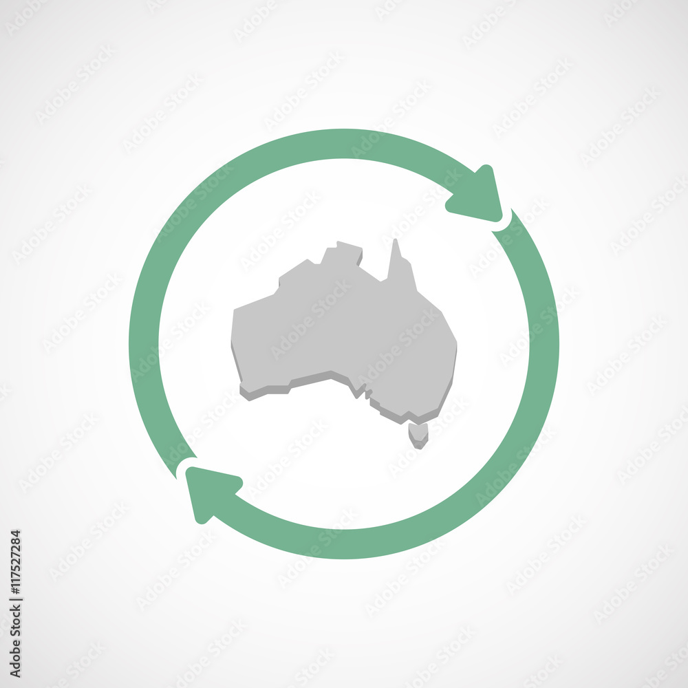 Isolated reuse icon with a map of Australia Stock Vector | Adobe Stock