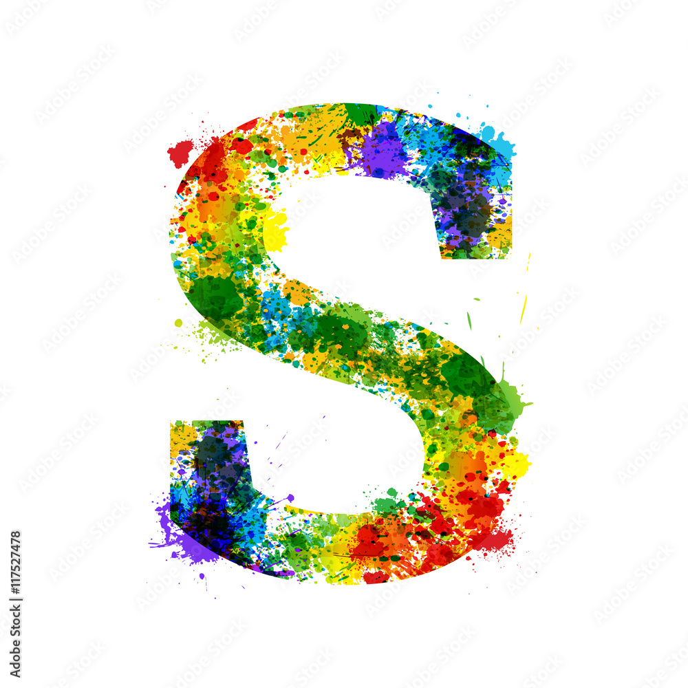 Color Paint Splashes. Gradient Vector Font. Watercolor Designer ...