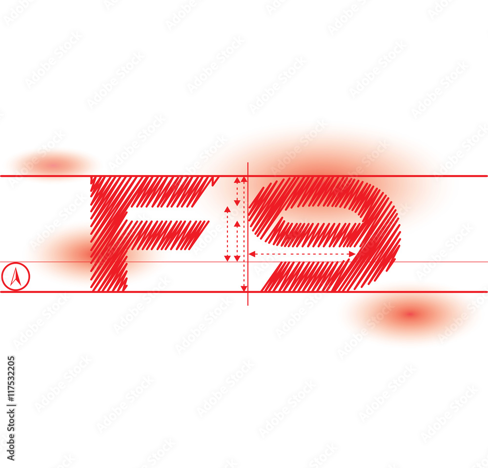 f9 redprint font Stock Vector | Adobe Stock