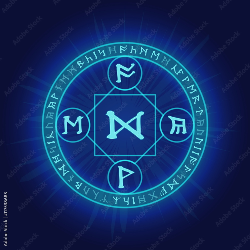 Vetor do Stock: Mysterious pagan magic ritual rings with Celtic runic ...