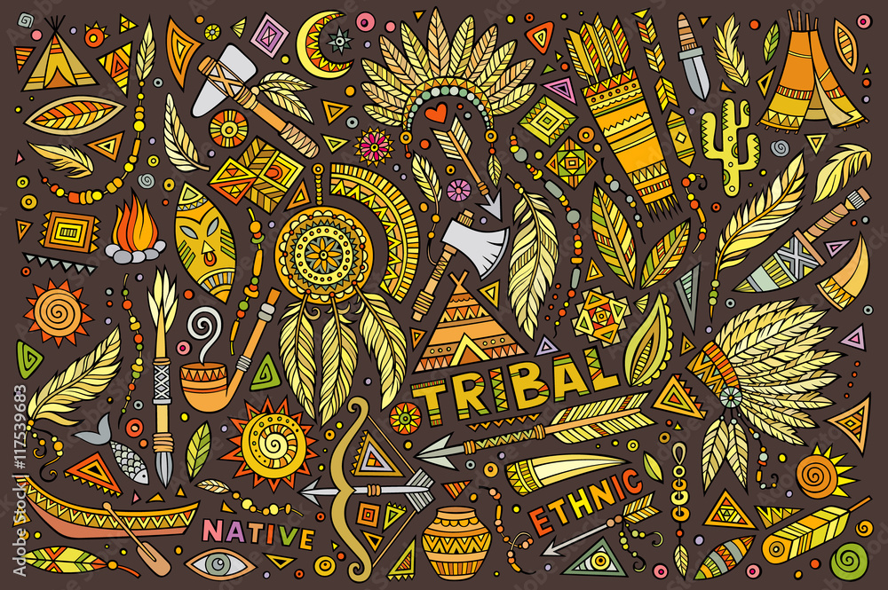 Tribal native set of symbols Stock Vector | Adobe Stock