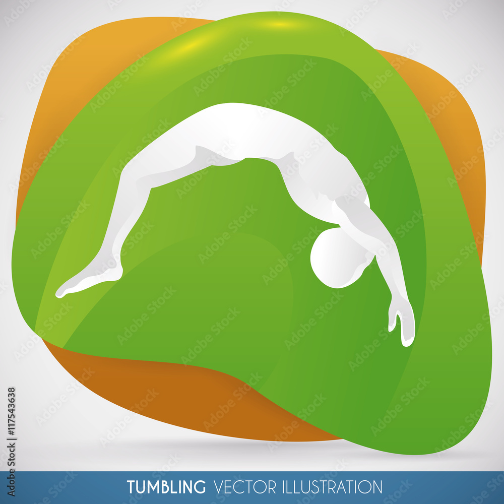 Athlete Performing a Tumbling Routine, Vector Illustration Stock Vector ...