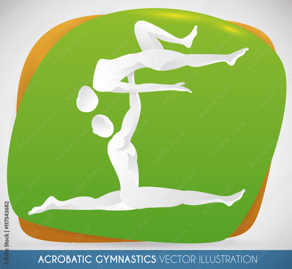 Couple Performing Acrobatic Gymnastics, Vector Illustration Stock ...