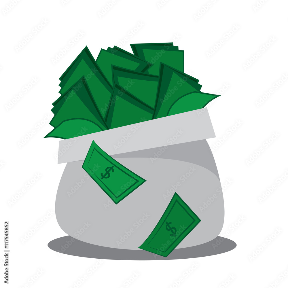 Money bag overflowing with cash Stock Vector | Adobe Stock