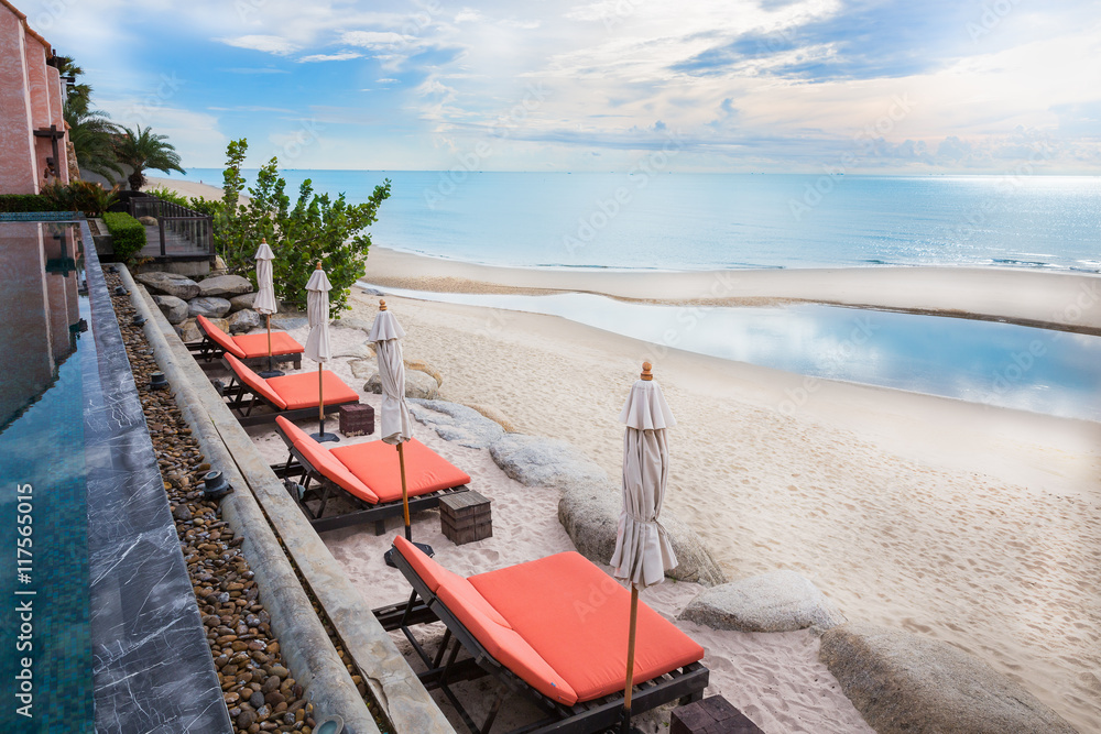 Beach lounge swimming pool with pool bed or Sundeck on Sea view for ...