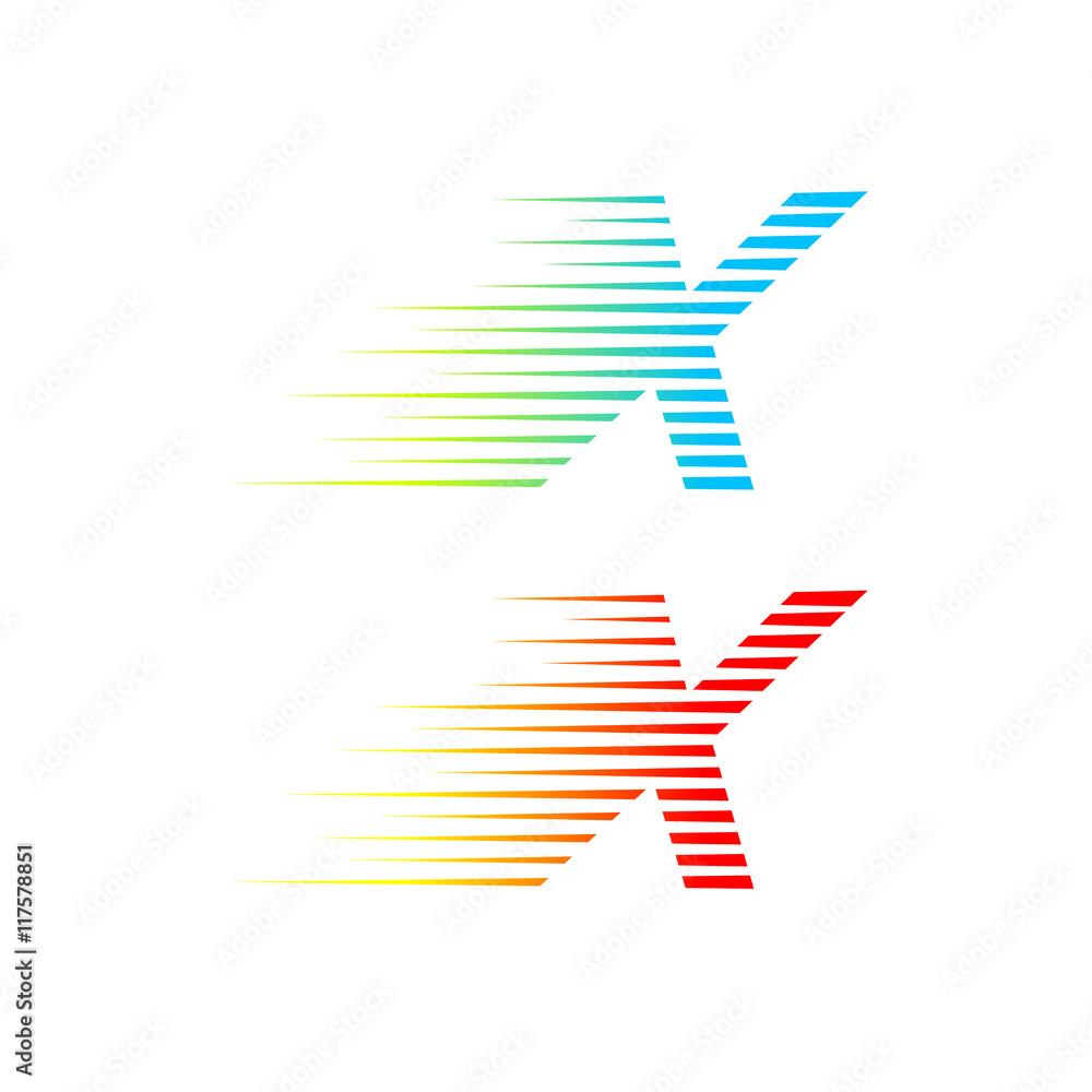 Abstract letter X logo,fast speed fire moving,quick energy sign for ...