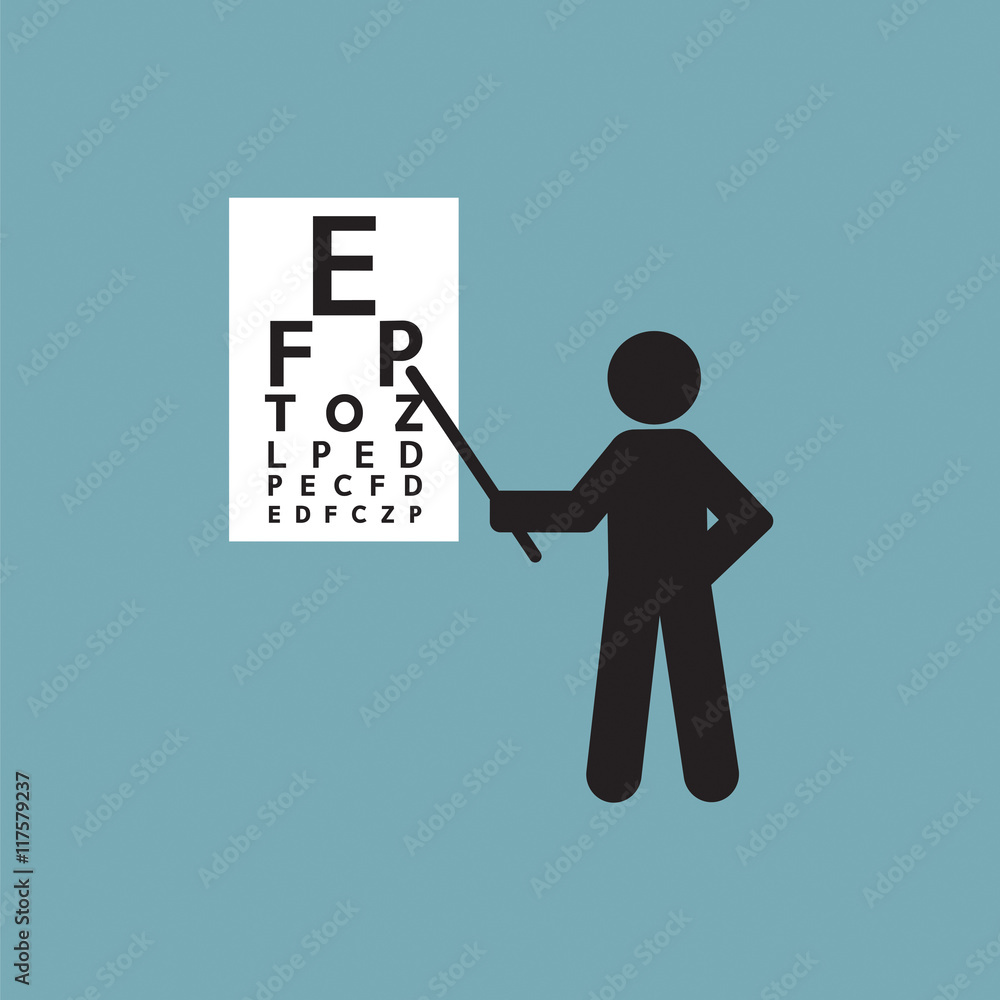 Optician Pointing To Snellen Chart Graphic Symbol Vector Illustration ...