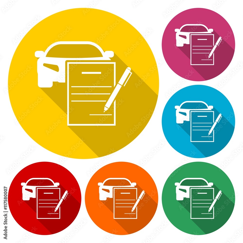 Car purchasing contract icons set Stock Vector | Adobe Stock